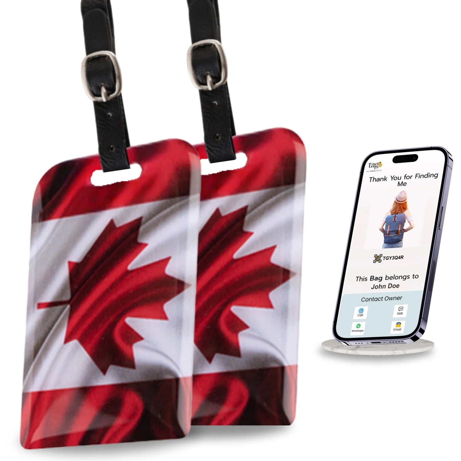 tag8 Smart Bag Security Tag - Canada Flag [Pack 2] | For your tracking ...